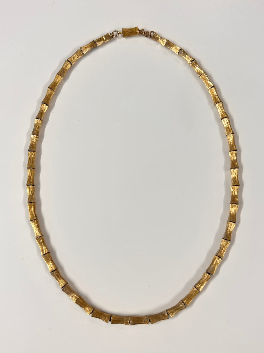 vintage gold segmented bamboo bead chain necklace 60s – hong kong vintage