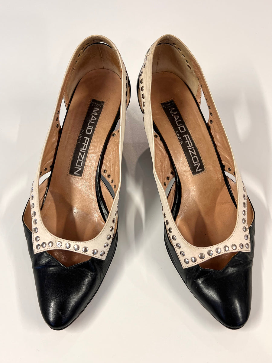 vintage Maud Frizon Paris studded leather spectator pumps 80s – hong ...