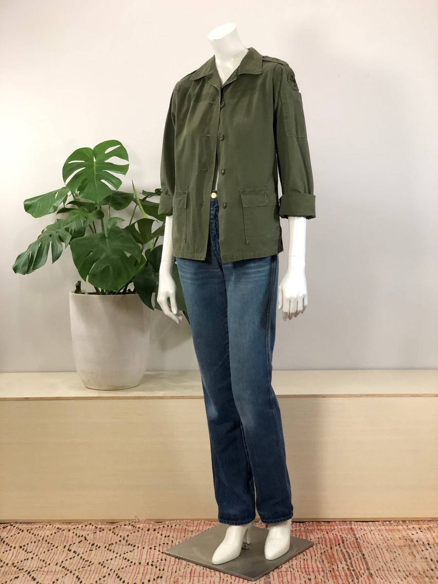 vintage olive green army utility jacket 80s – hong kong vintage